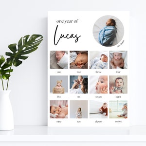 Printable Baby's First Year Photo Poster Template, 1st Birthday Photo ...