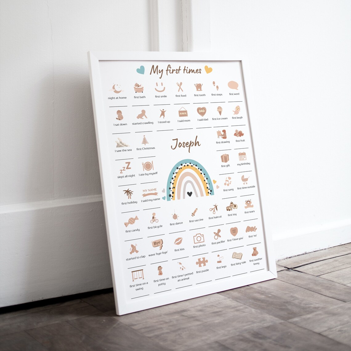 Personalized My First Times Baby Poster, Baby Birth Poster, Baby ...