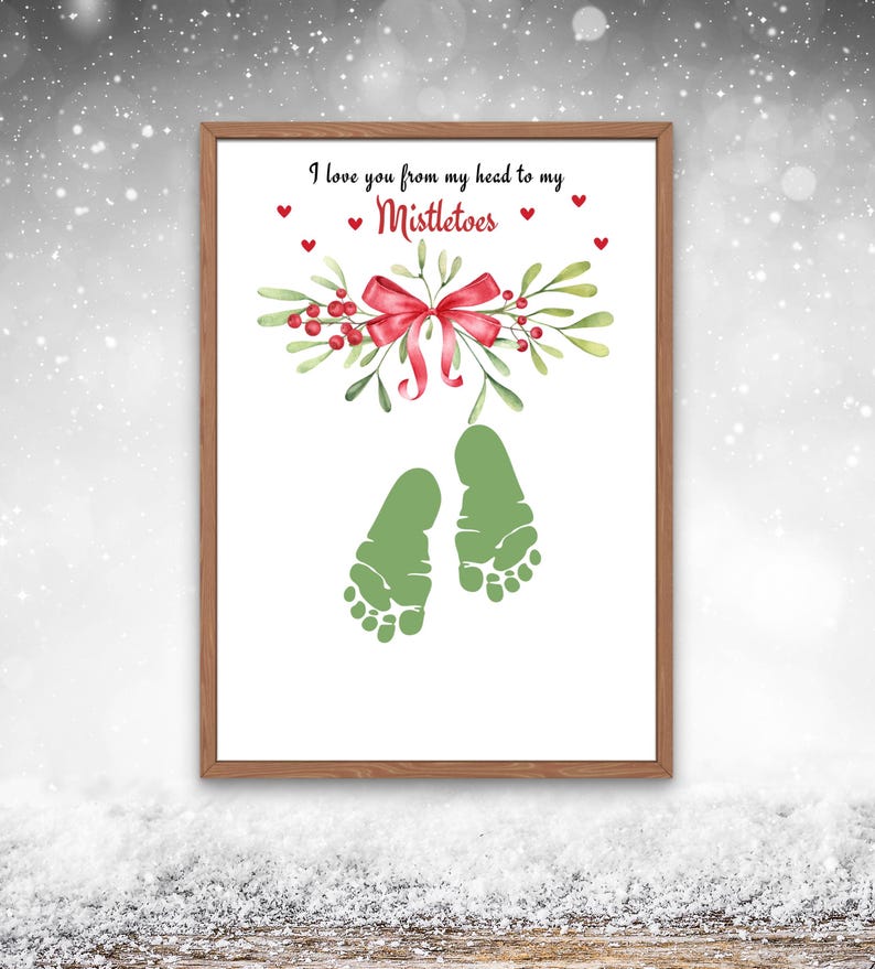 Christmas Mistletoe Footprint, Baby Footprint Mistletoe, Mistletoes ...