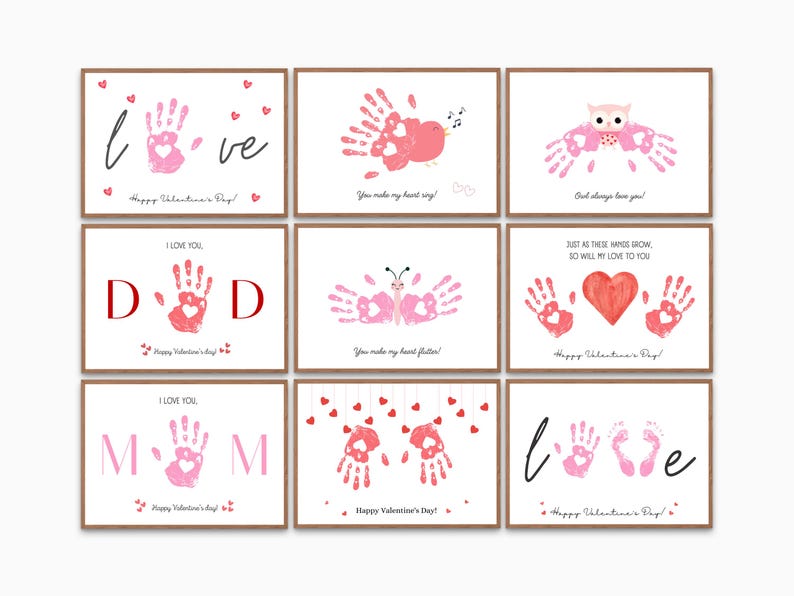 Valentine Day Handprint Craft Bundle, Valentine Craft for Toddlers Set ...