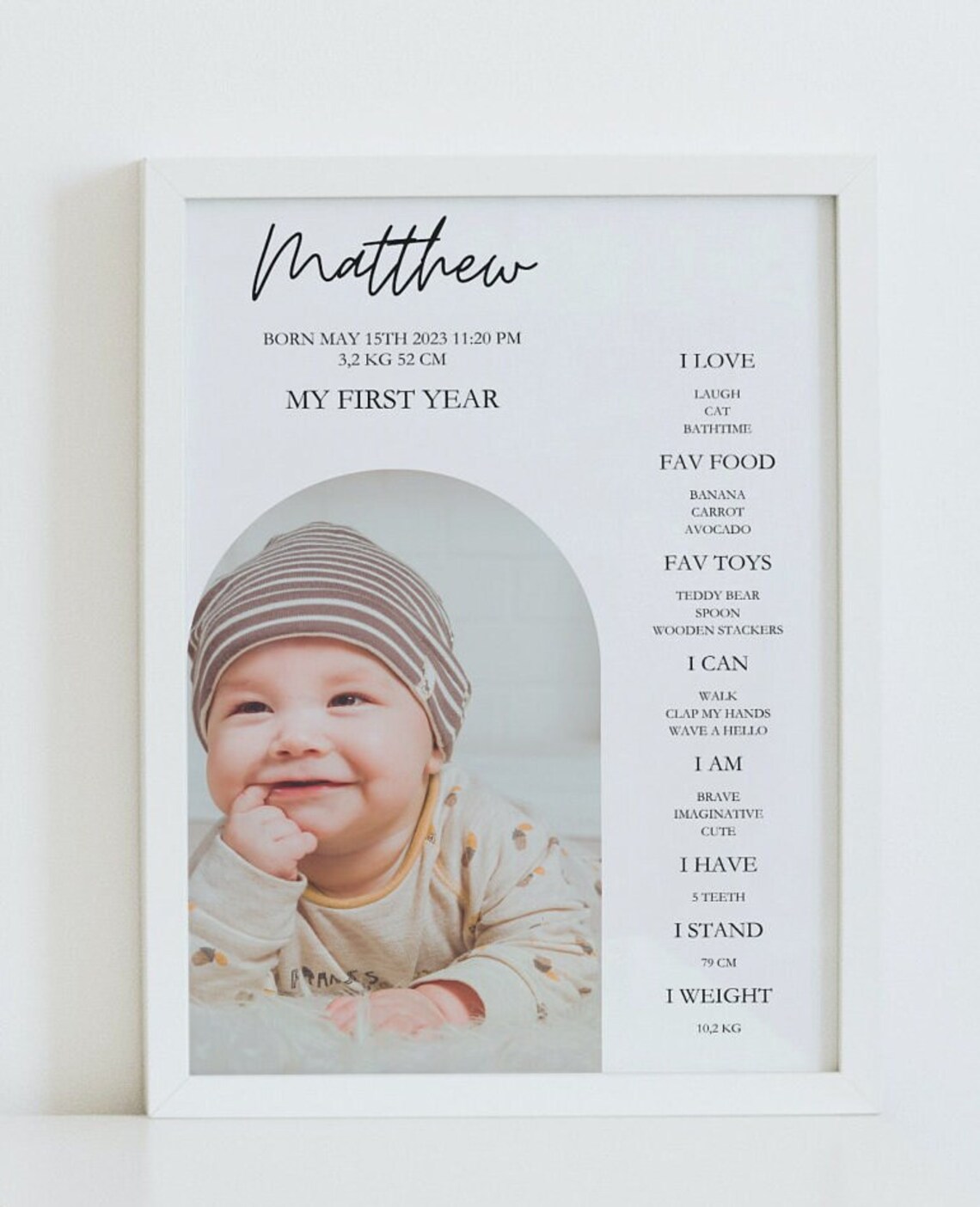 1st Birthday Photo Collage Sign, 1st Birthday Milestone Board ...