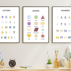 Rainbow Alphabet Poster, Numbers Posters, ABC 123 Shape Poster ...