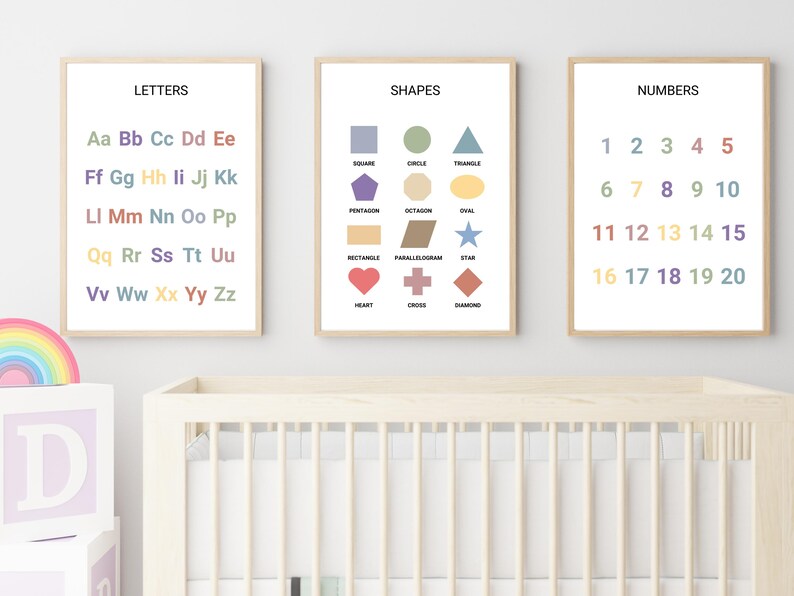 Educational Posters, Set of 6 Preschool Posters, Montessori Poster ...