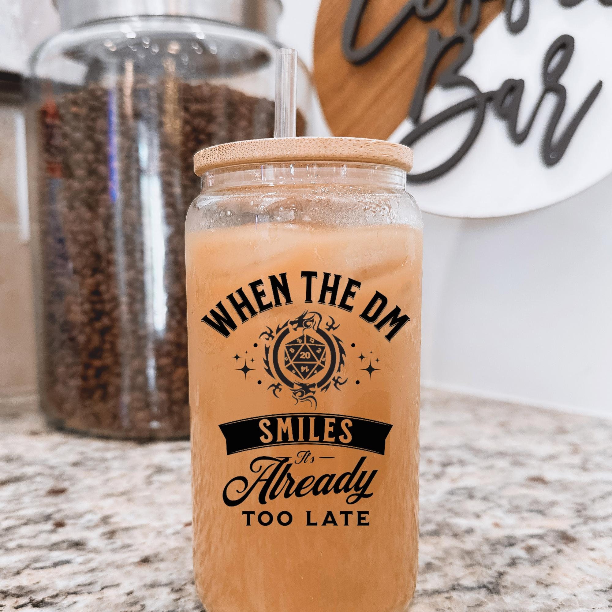 Dnd Glass Tumbler DM Mug Ice Coffee Glass Cup Christmas - Etsy