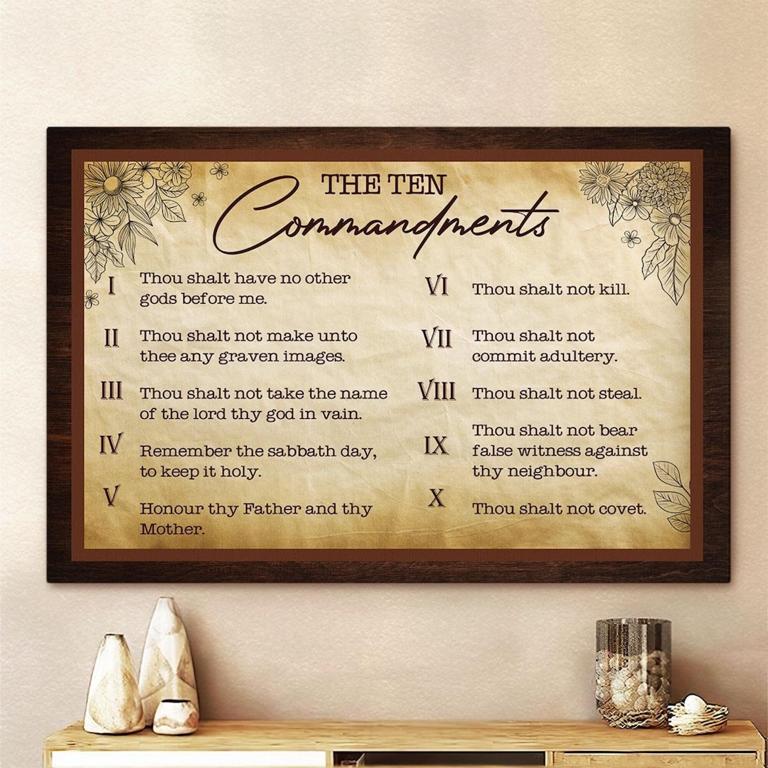 The Ten Commandments Wall Art, God Wall Art Home Décor, Gift for ...