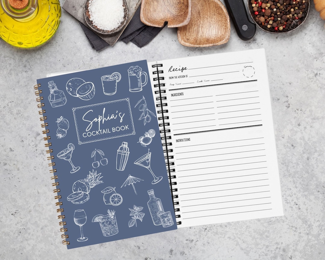 Personalized Cocktail Recipe Book, Cocktail Book, Gift for Bartender ...