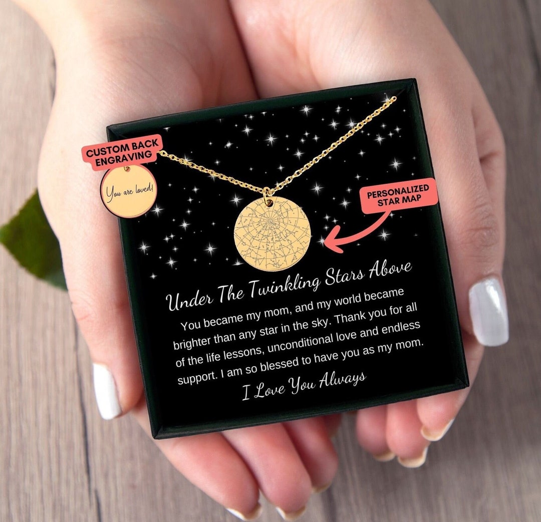 Personalized Star Map Necklace: Custom Night Sky Gift for Mom - Etsy