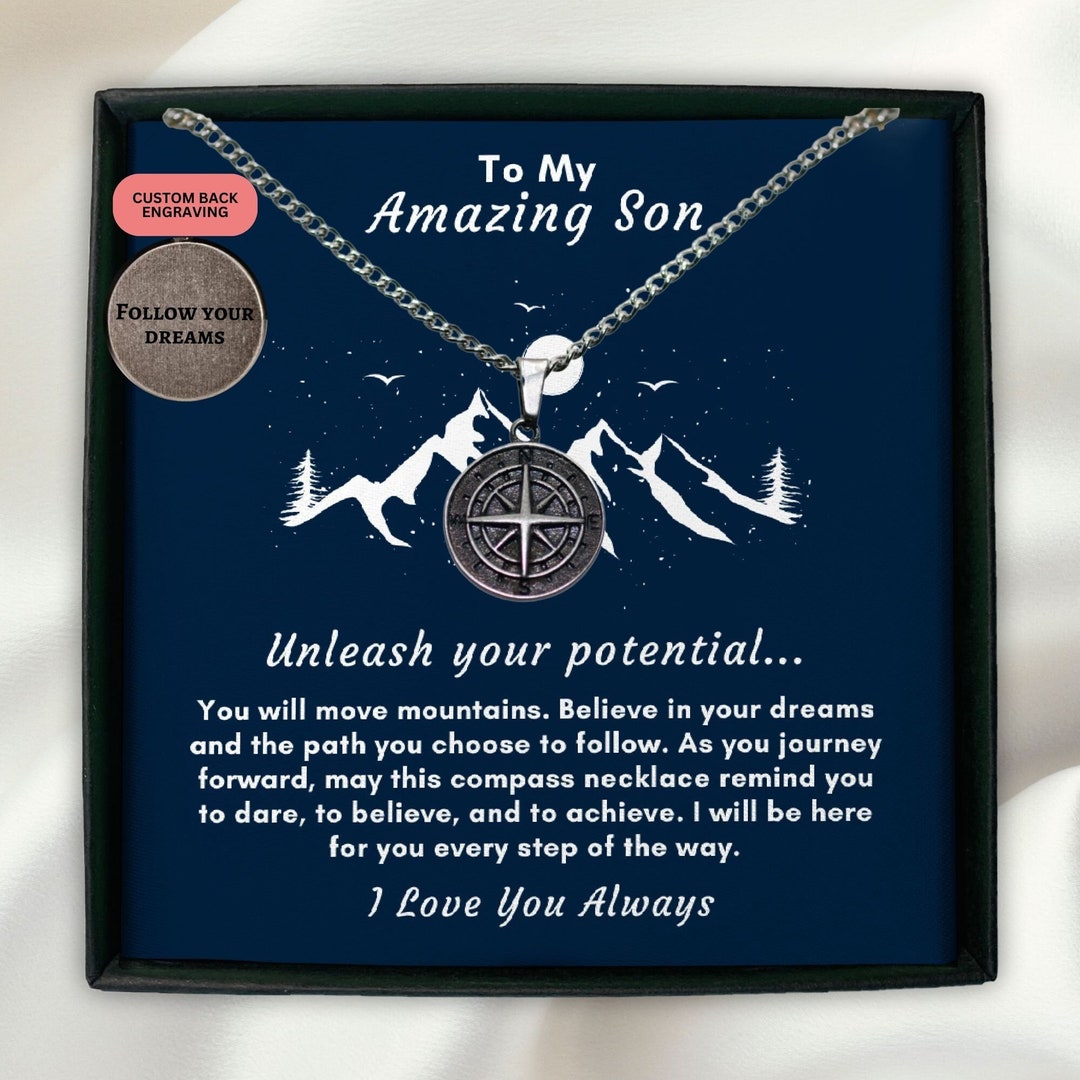 To My Son Custom Compass Necklace Gift, Graduation Gift for Son, New ...