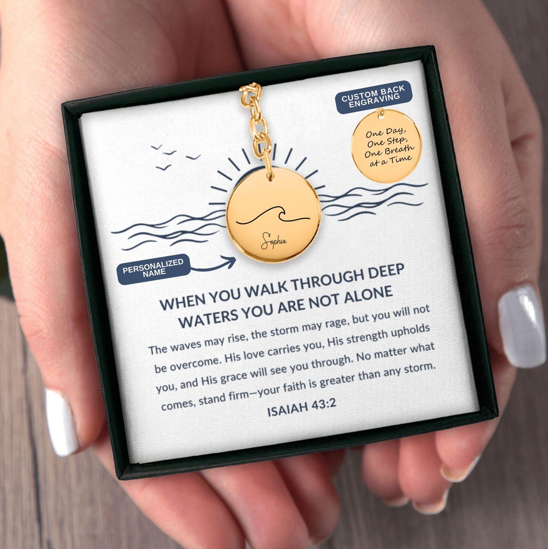 Personalized Encouragement Gift, Custom Wave Keychain, Bible Verse Gift ...