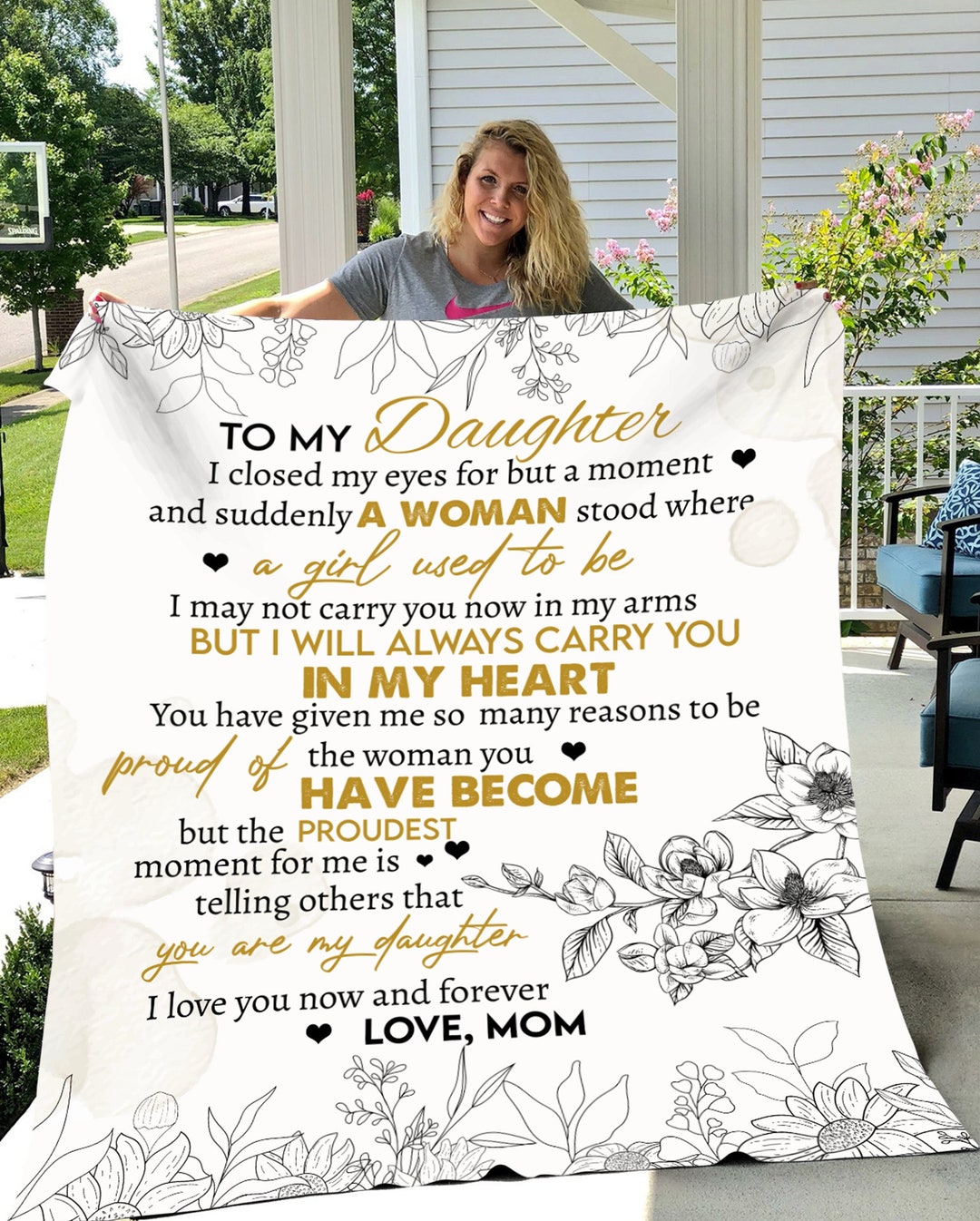 Daughter Blanket Gift From Mom, Personalized Fleece Blanket, Going Away ...