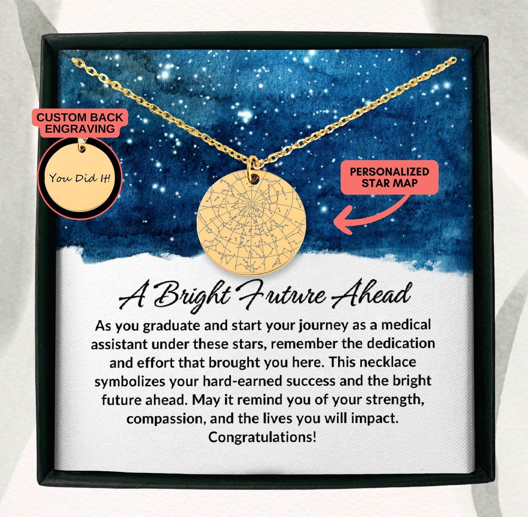 Graduation Gift for MA, Custom Star Map Necklace, Medical Assistant ...