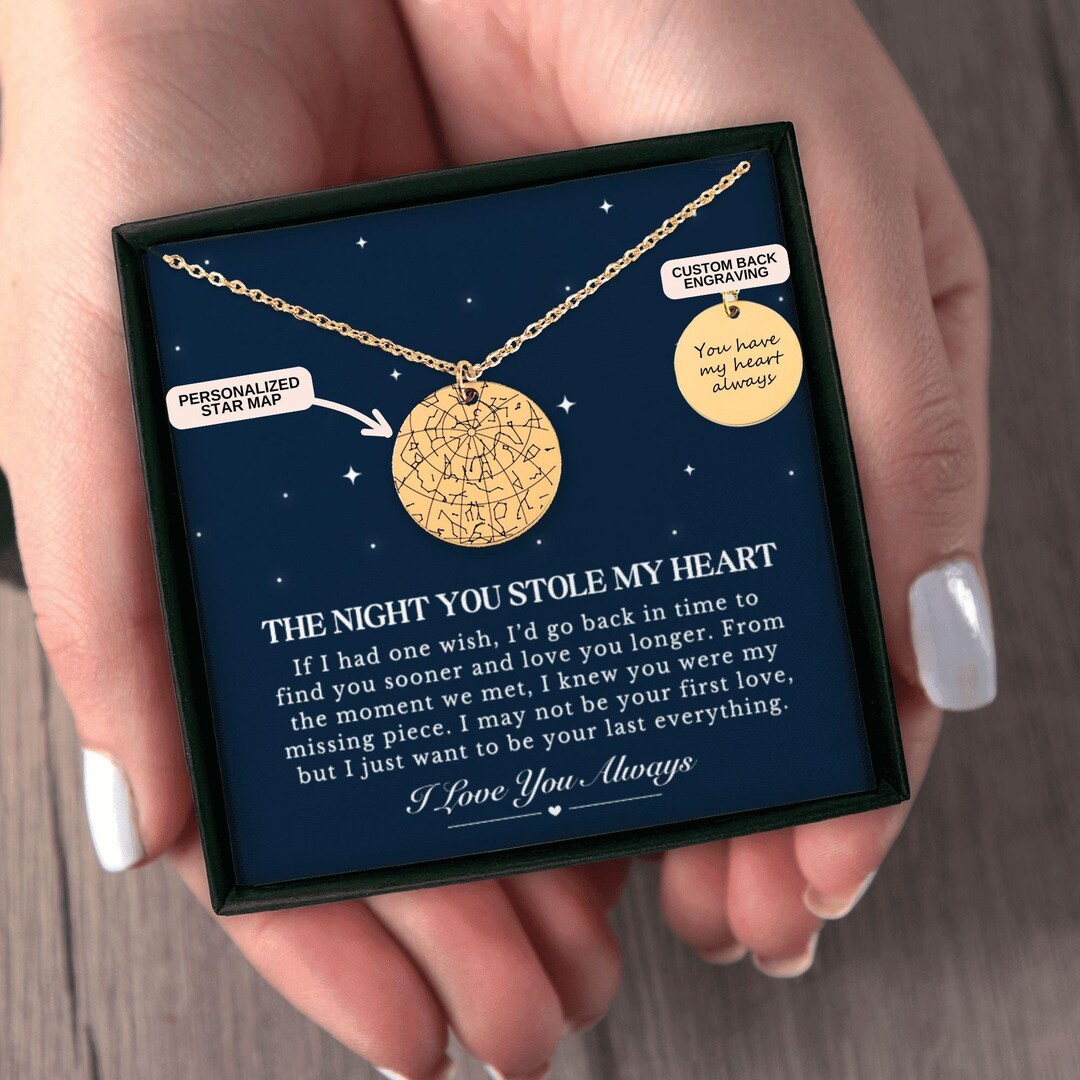 Personalized Star Map Necklace: Custom Engraved Night Sky - Etsy