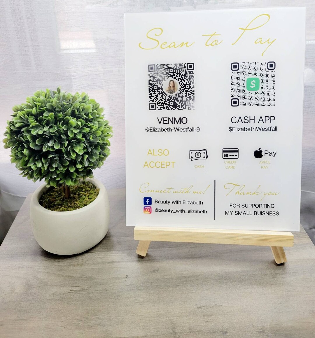 Scan to Pay Acrylic Sign, QR Code Display Sign, Customer's Scan QR Code ...