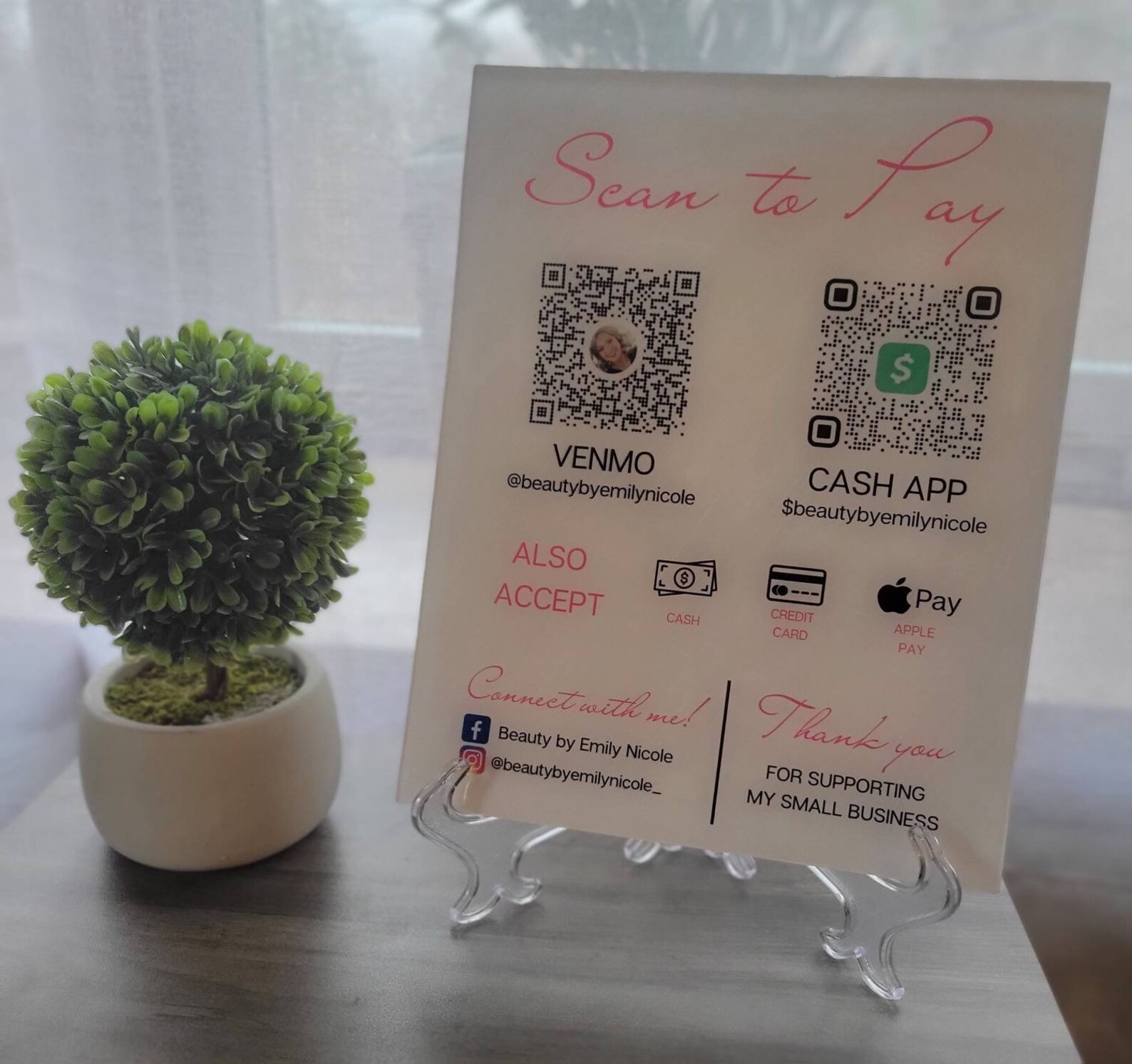 Scan to Pay Acrylic Sign, QR Code Display Sign, Customer's Scan QR Code ...