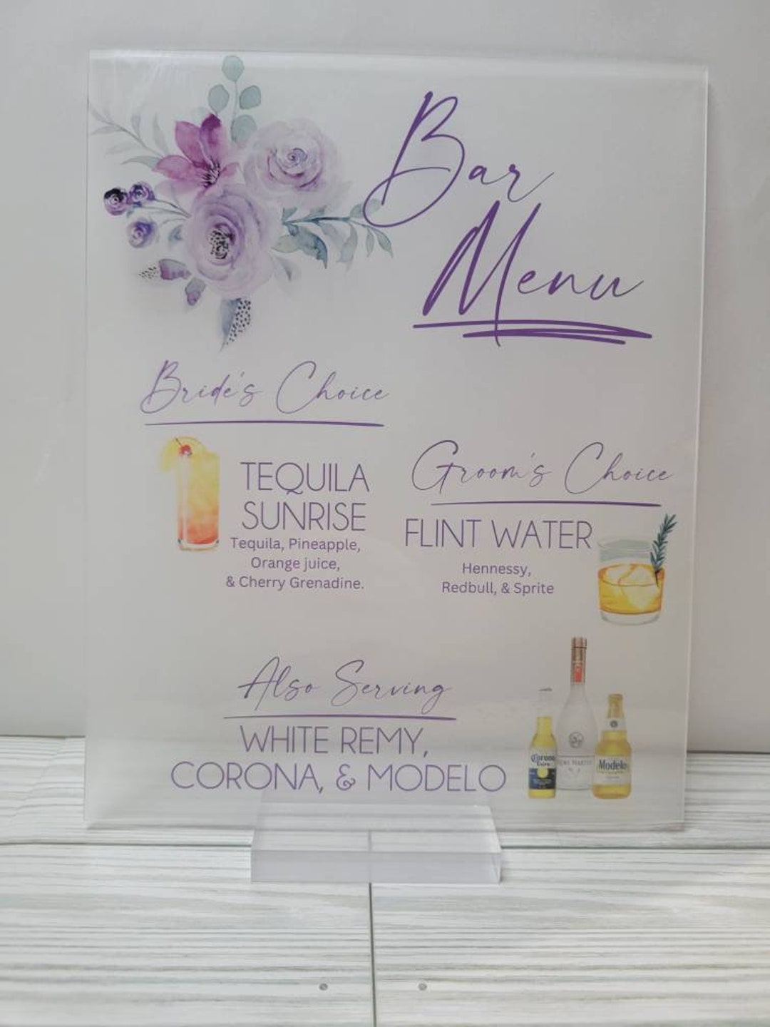Bar Menu Sign, Acrylic Wedding Bar Menu Sign, Signature Drinks ...
