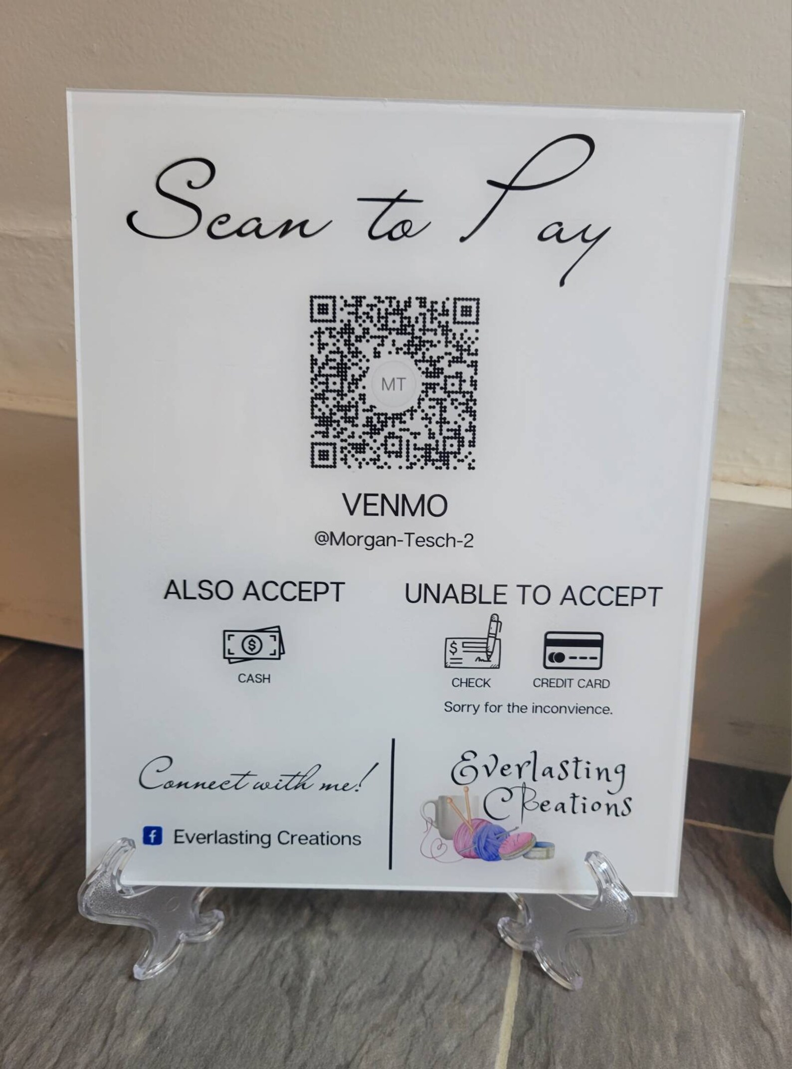 Scan to Pay Acrylic Sign, QR Code Display Sign, Customer's Scan QR Code ...