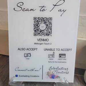 Scan to Pay Acrylic Sign, QR Code Display Sign, Customer's Scan QR Code ...