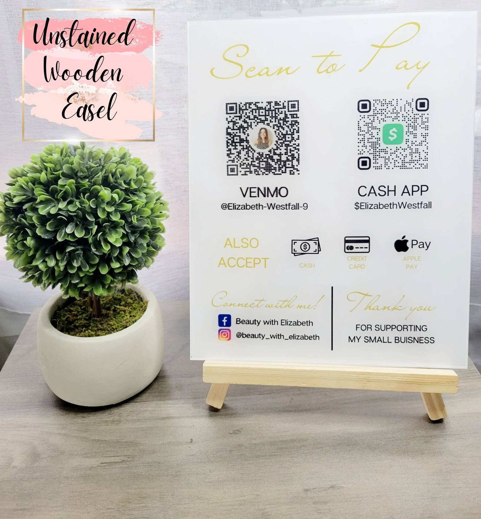 Scan to Pay Acrylic Sign, QR Code Display Sign, Customer's Scan QR Code ...