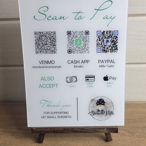 Scan to Pay Acrylic Sign, QR Code Display Sign, Customer's Scan QR Code ...