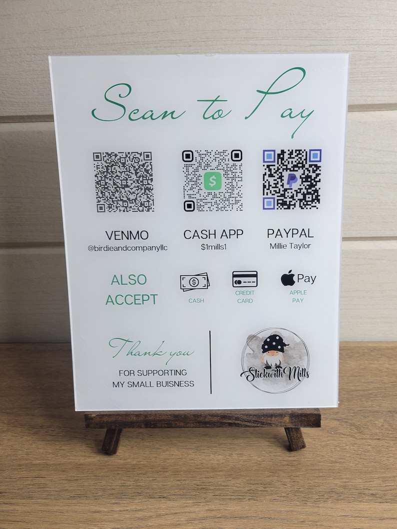 Scan to Pay Acrylic Sign, QR Code Display Sign, Customer's Scan QR Code ...