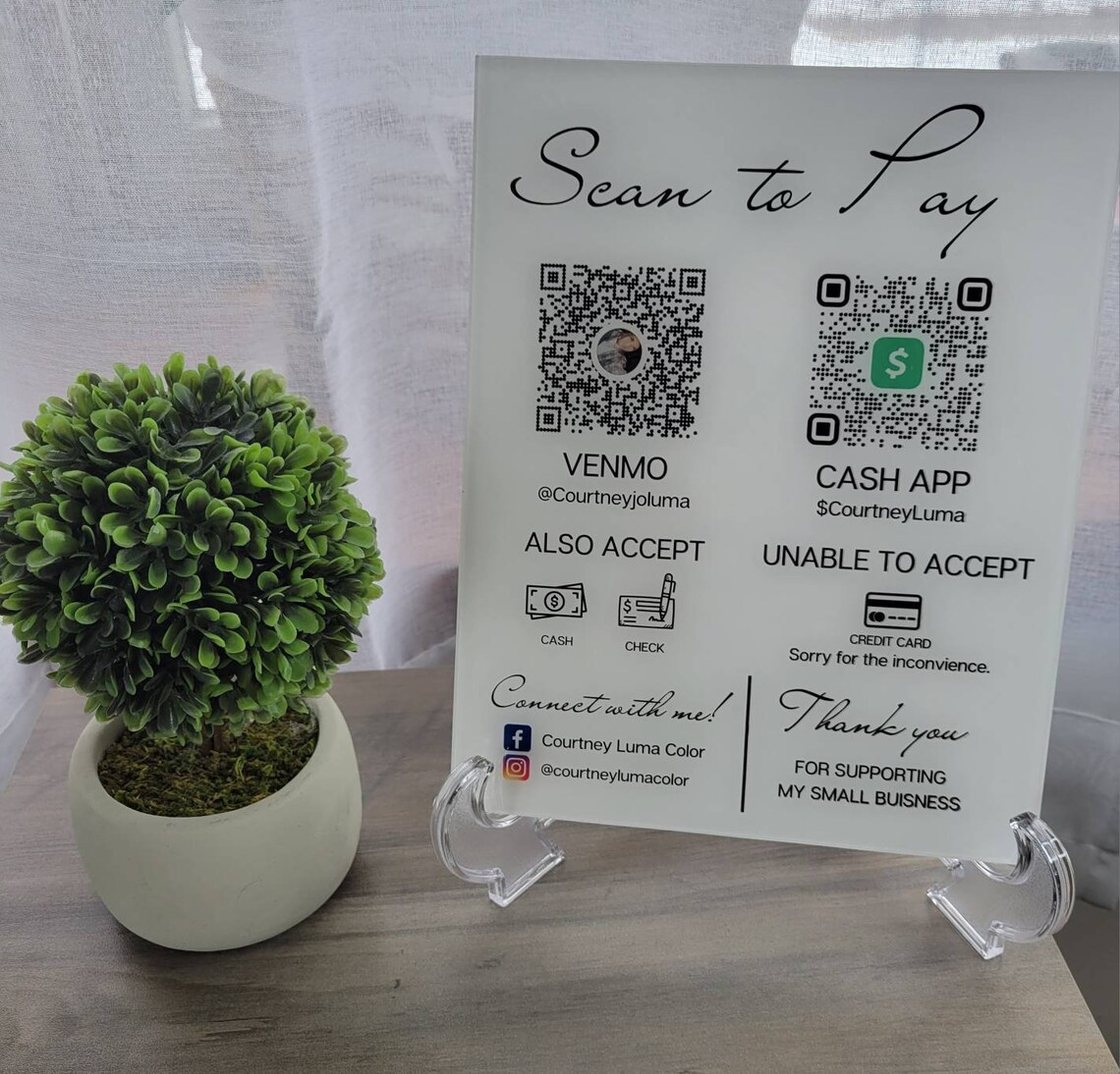 Scan to Pay Acrylic Sign, QR Code Display Sign, Customer's Scan QR Code ...
