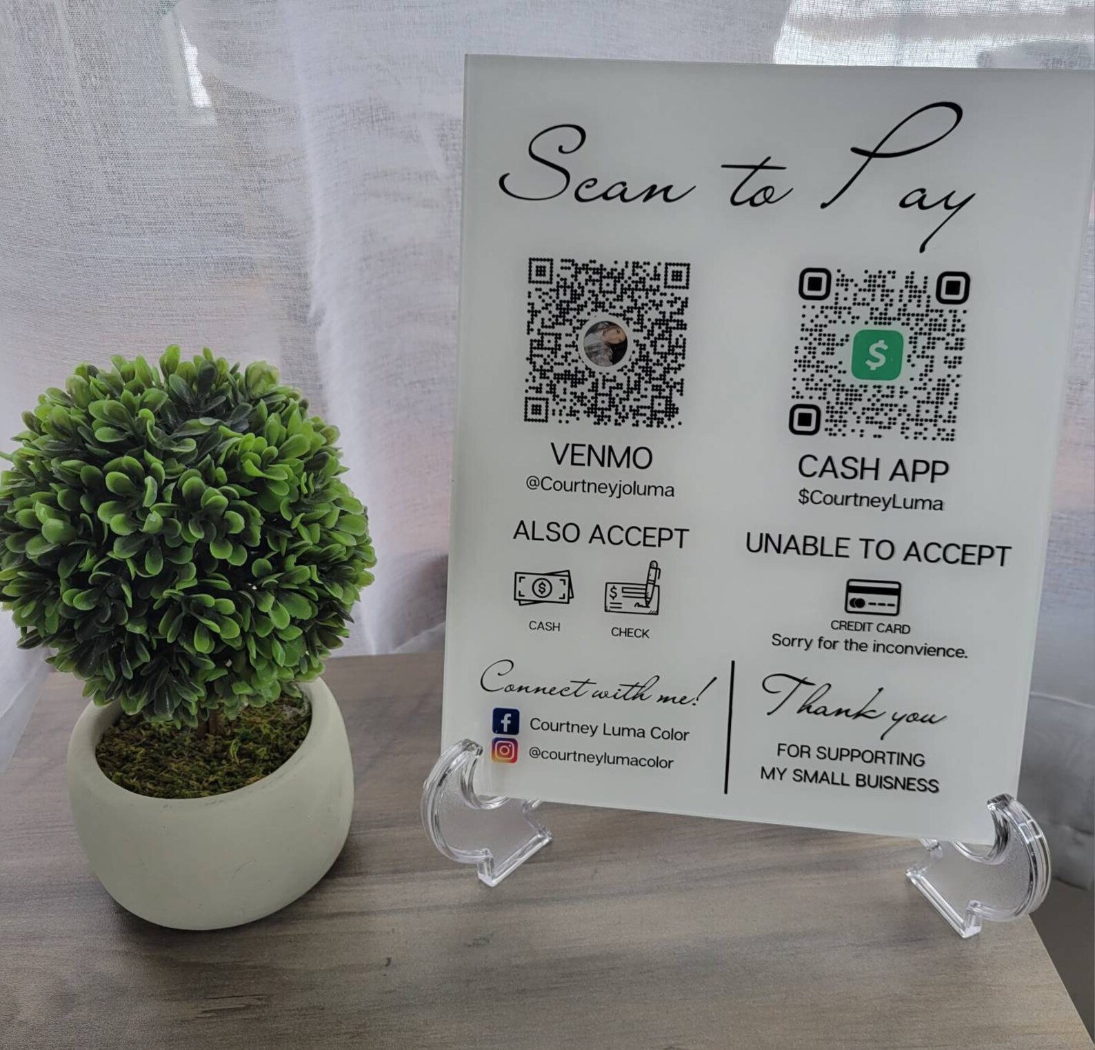 Scan to Pay Acrylic Sign, QR Code Display Sign, Customer's Scan QR Code ...