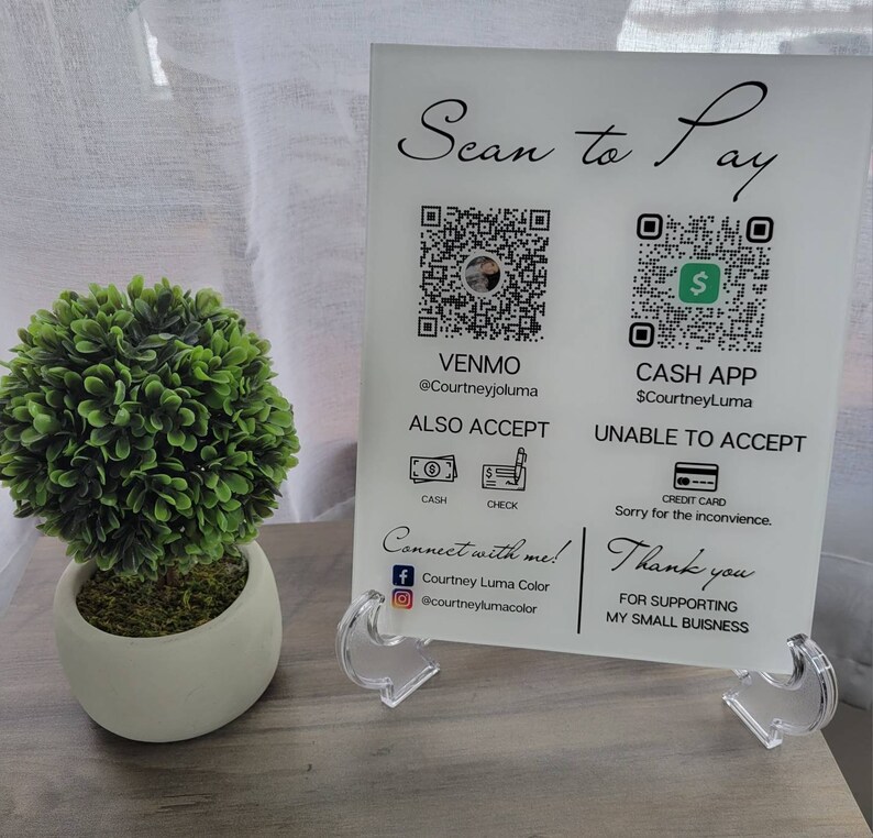 Scan to Pay Acrylic Sign, QR Code Display Sign, Customer's Scan QR Code ...