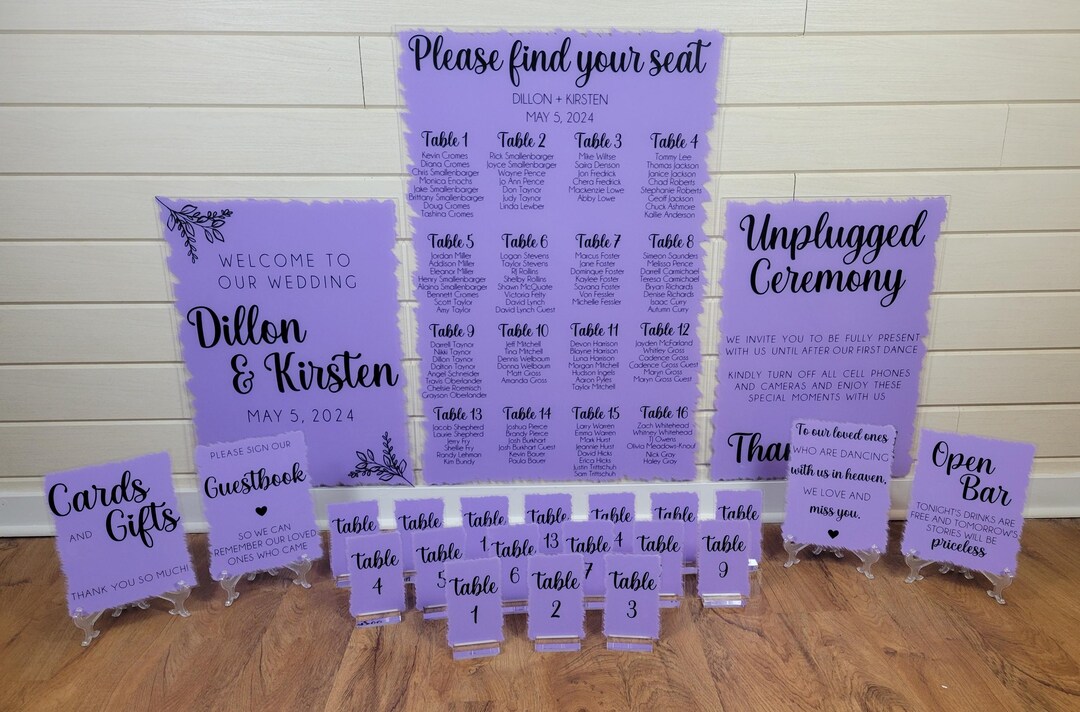 Acrylic Wedding Sign Bundles, Painted Acrylic Signs, Acrylic Welcome to ...