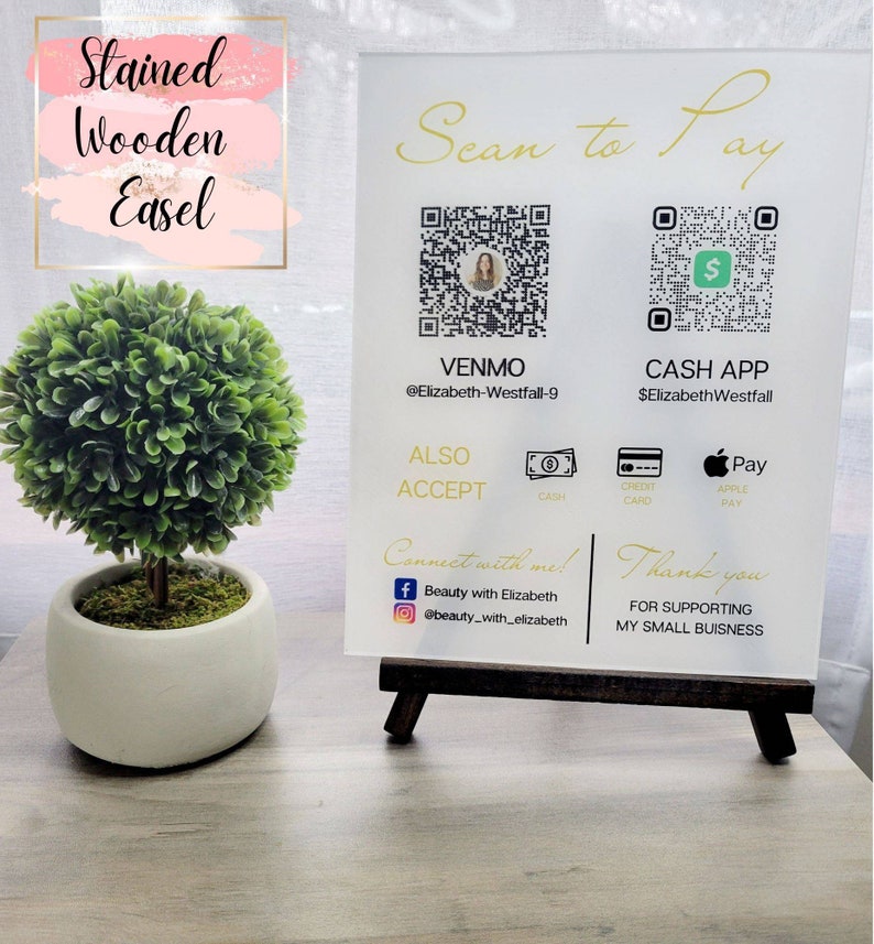 Scan to Pay Acrylic Sign, QR Code Display Sign, Customer's Scan QR Code ...