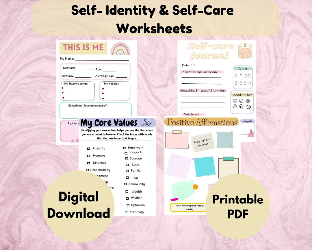 Self-love, Self-identifying Worksheets, Self-care, Self-esteem, Self ...