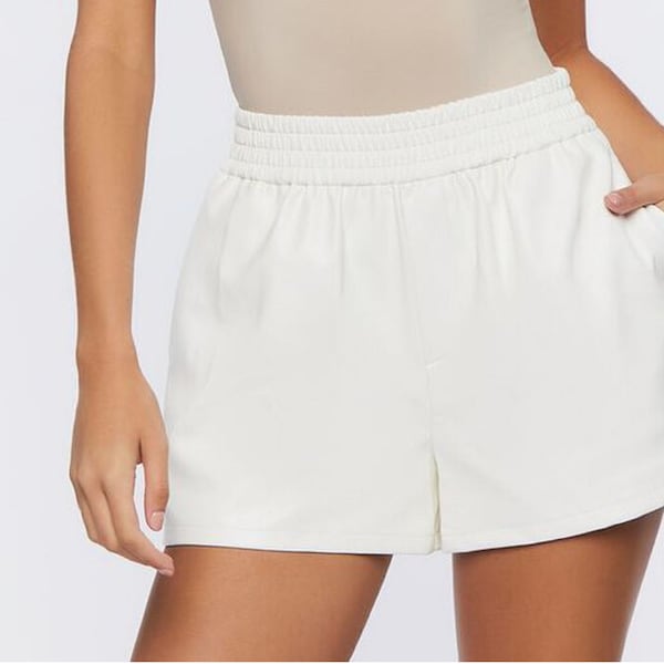 Leather White Shorts - Etsy