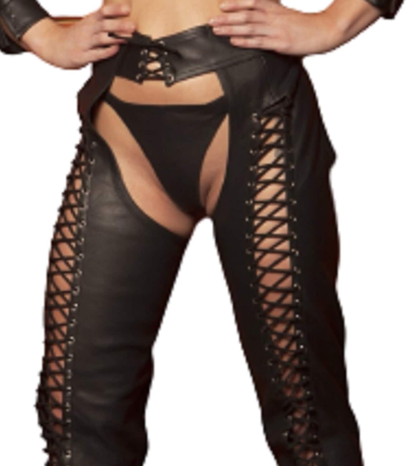 Sexy Front Laces Assless Women Chaps Pant Real Soft Sheep - Etsy