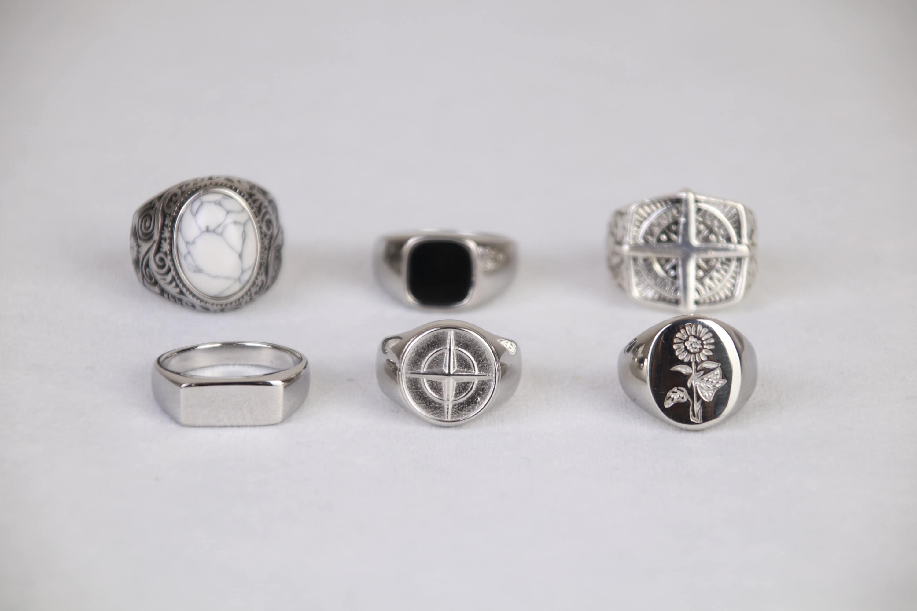 Mens Silver Rings Stainless Steel Signet Rings Rings for - Etsy UK