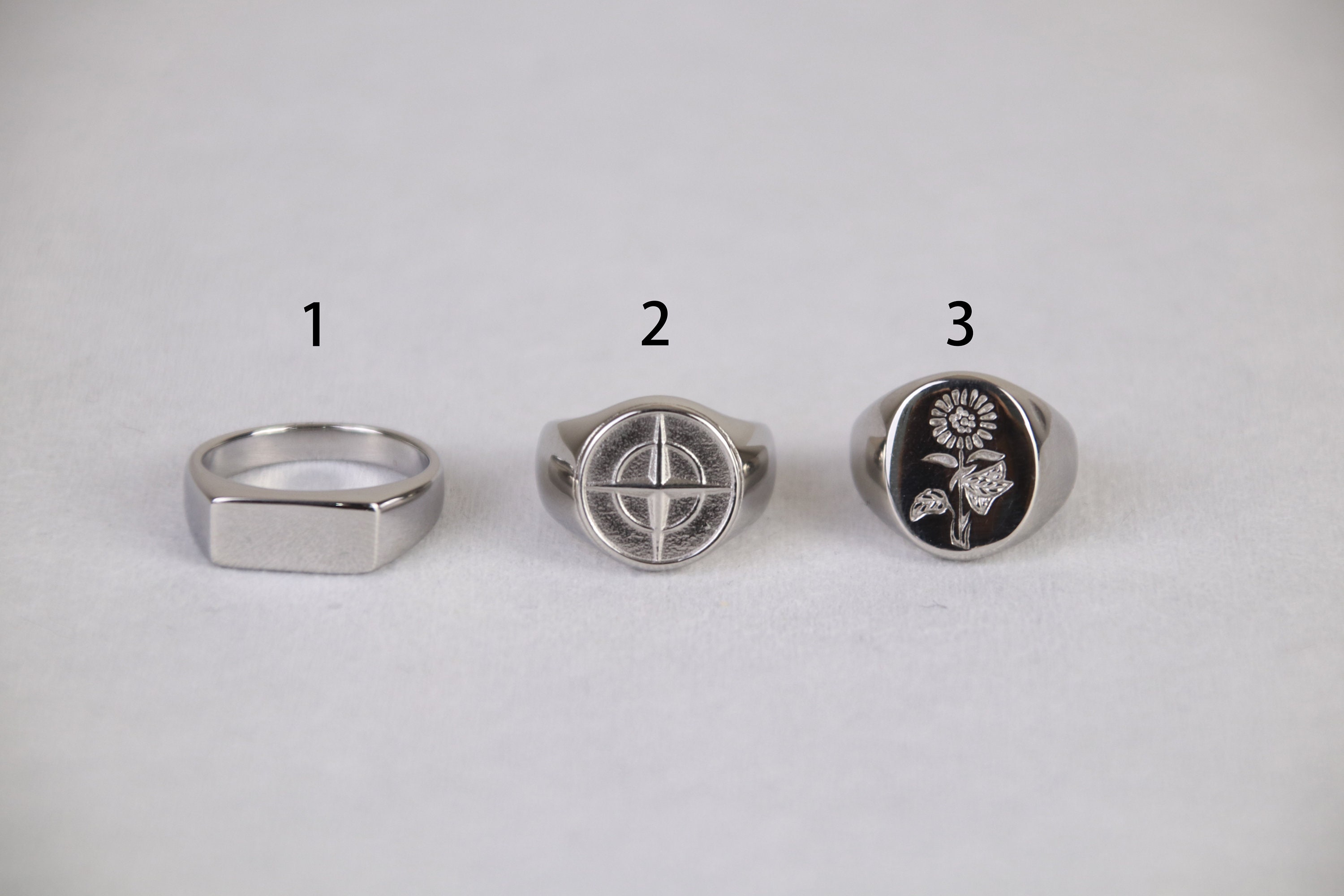 Mens Silver Rings Stainless Steel Signet Rings Rings for - Etsy UK