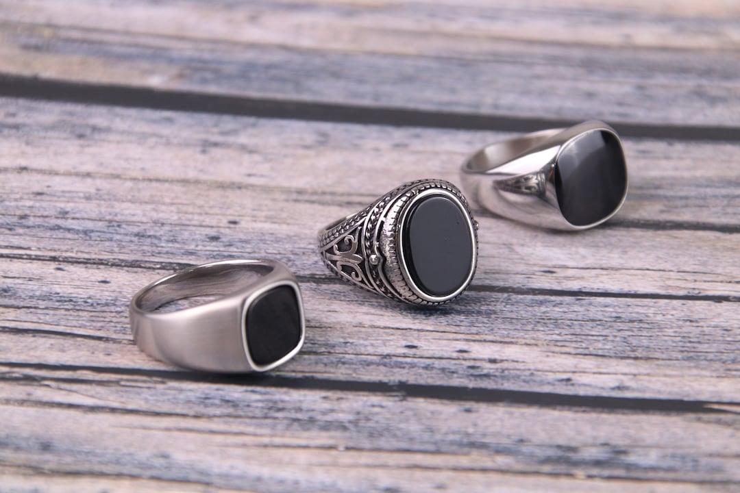 Black Onyx Signet Ring Signet Ring for Men Black Gem Stone Ring Onyx ...