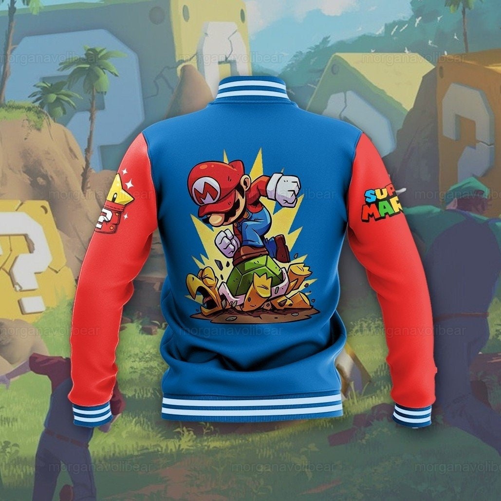 Super Mario Baseball Jacket, Mario Jacket Men, Cartoon Mens Jacket ...