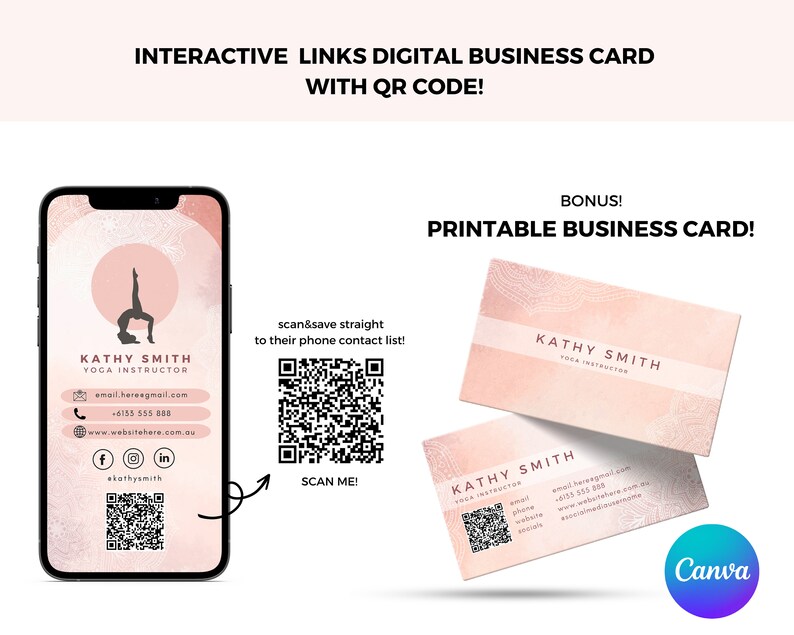 Digital Business Card With QR Code, QR Code Business Card, Interactive ...
