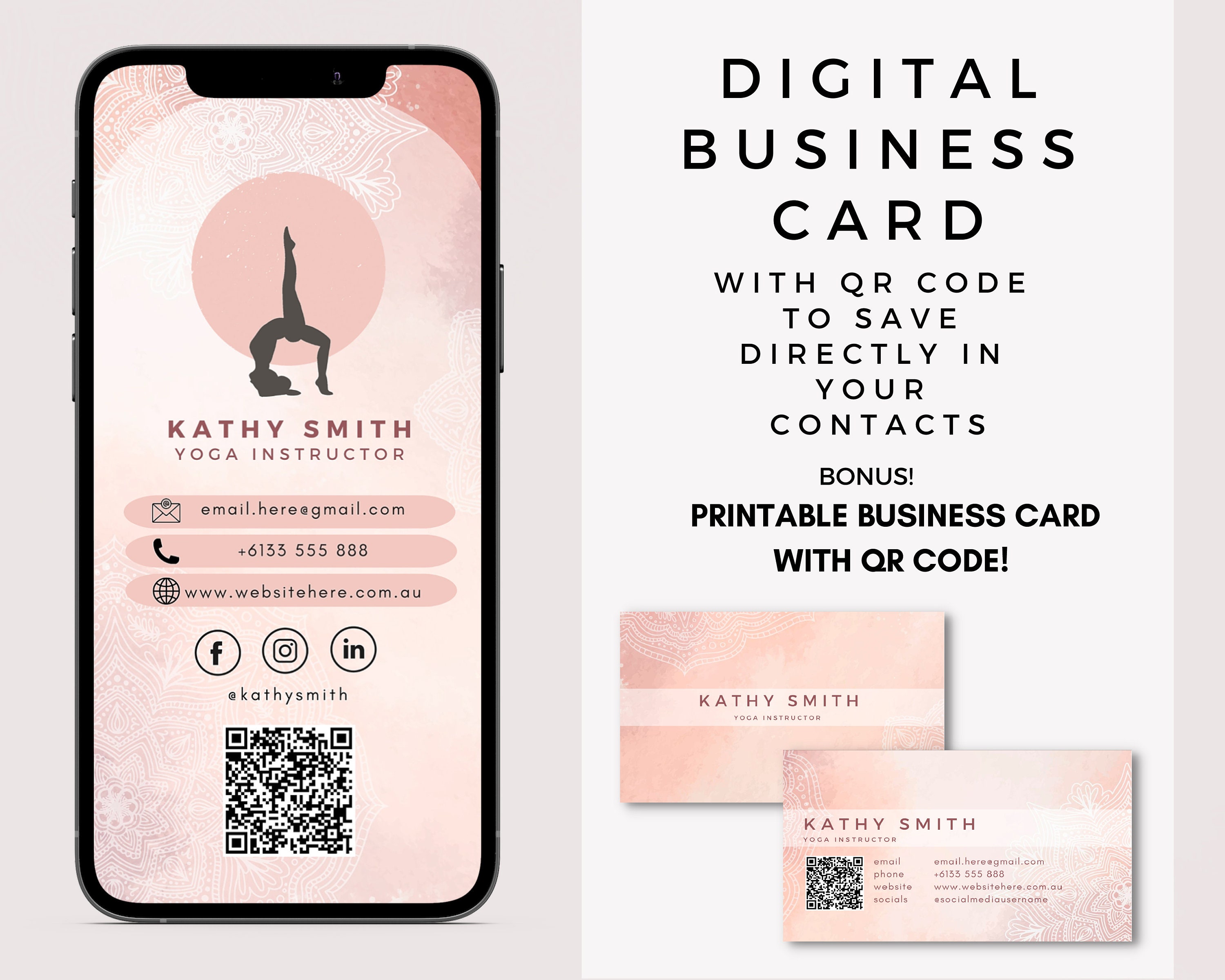 Digital Business Card With QR Code, QR Code Business Card, Interactive ...