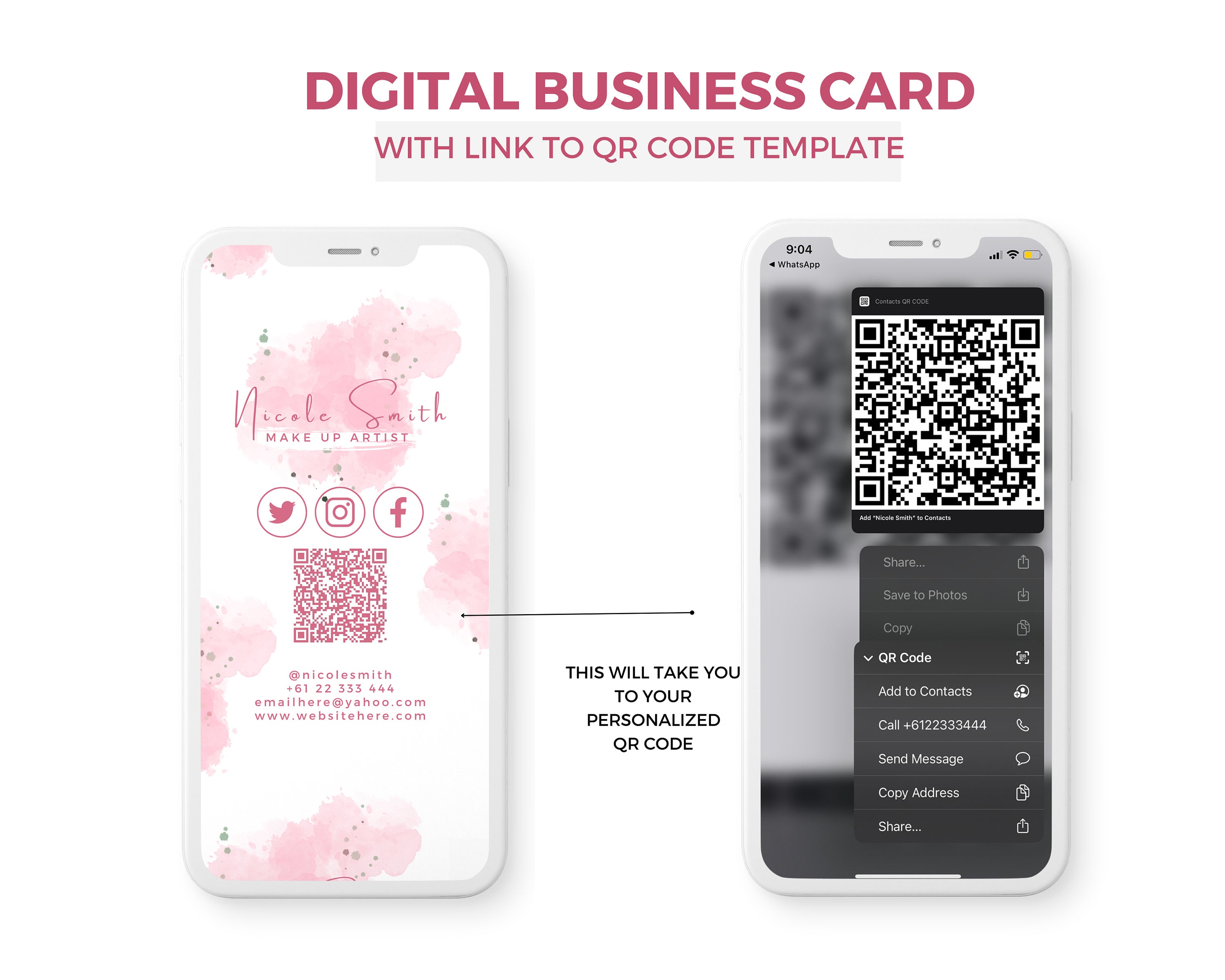 Digital Business Card With QR Code, Business Card, Interactive Business ...