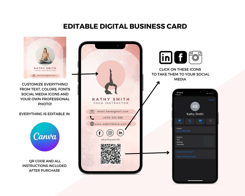 Digital Business Card With QR Code, QR Code Business Card, Interactive ...