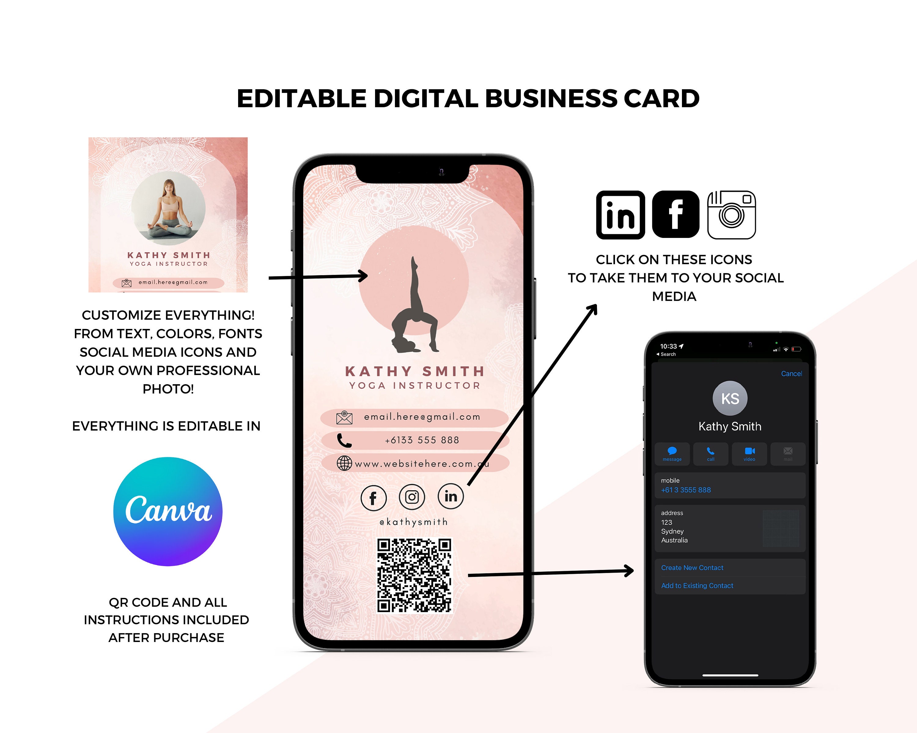 Digital Business Card With QR Code, QR Code Business Card, Interactive ...