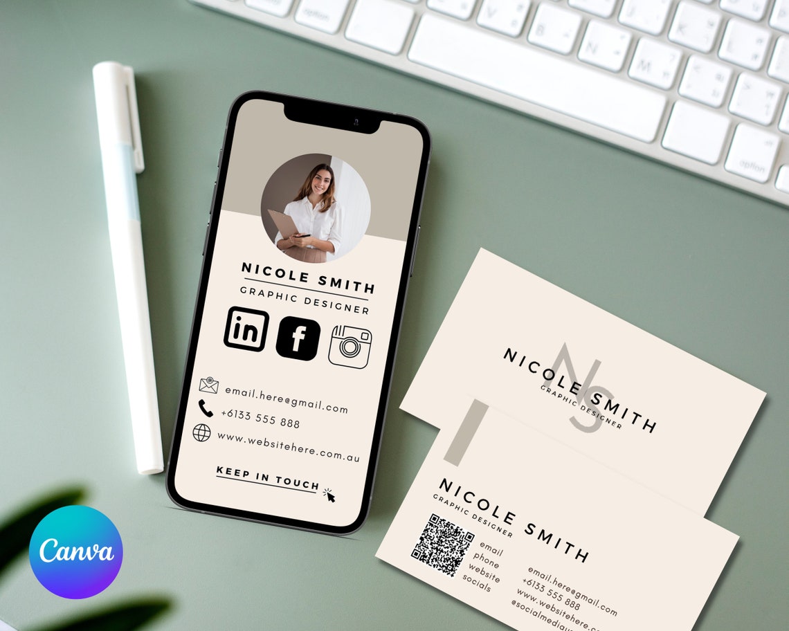 Digital Business Card With QR Code, Business Card, Interactive Business ...