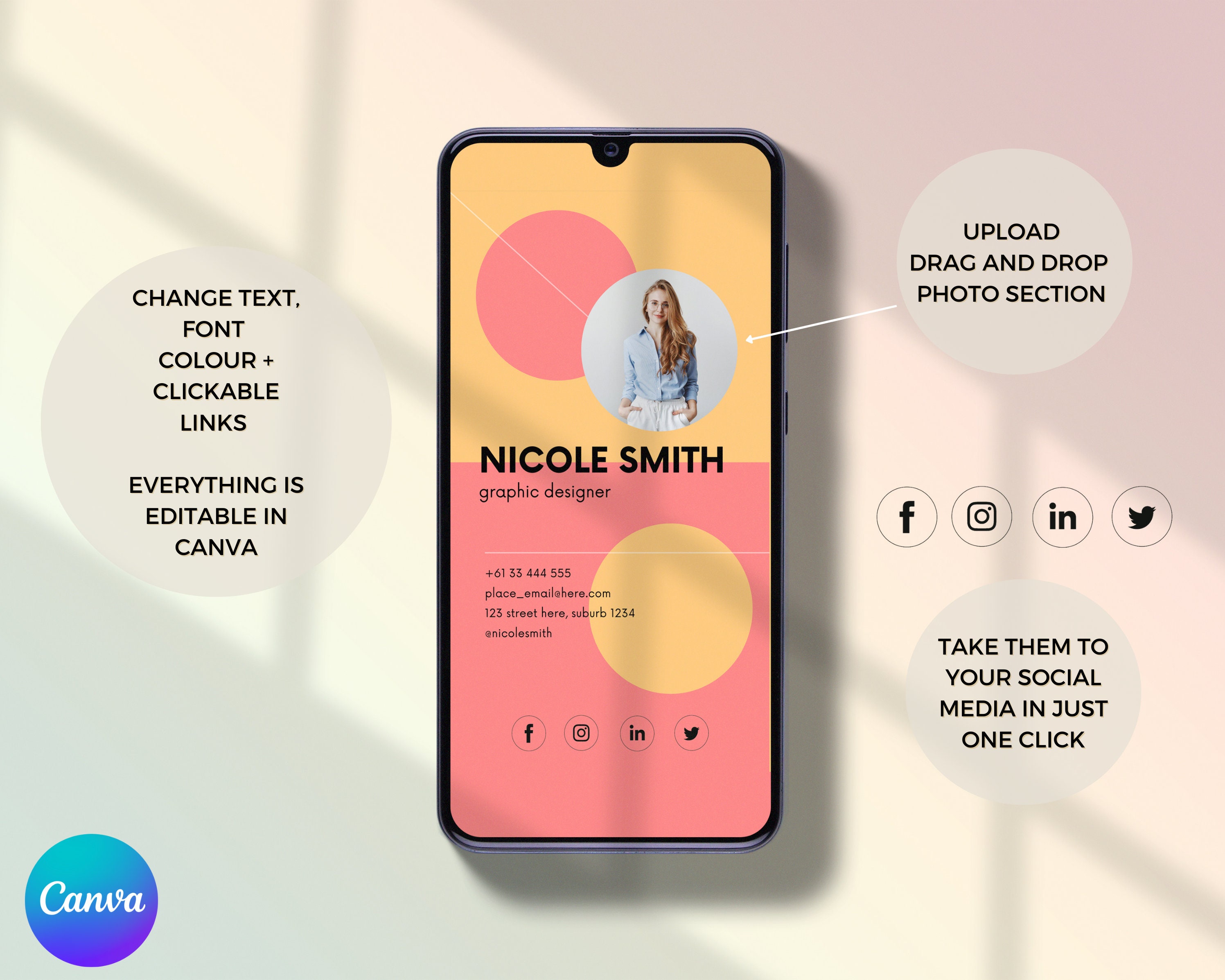 Digital Business Card Template, Business Card, Vertical Business Card ...