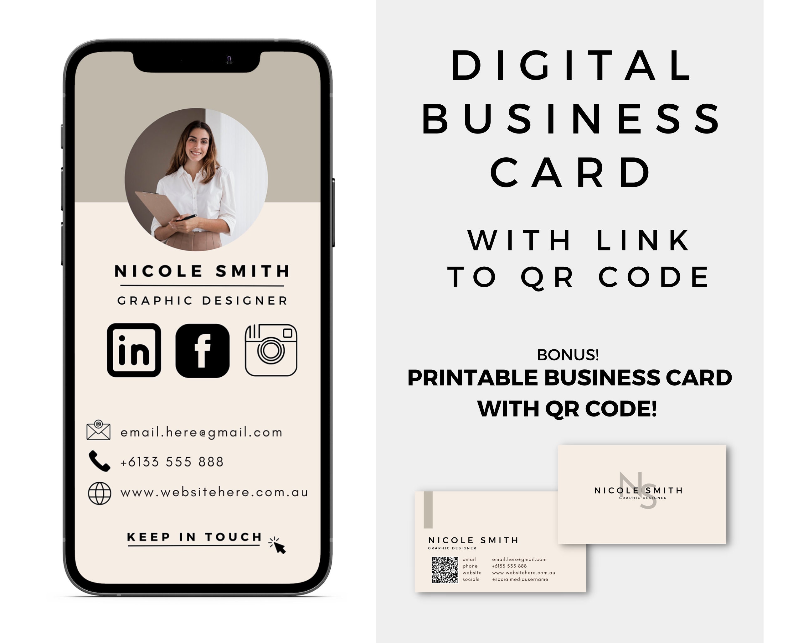 Digital Business Card With QR Code, Business Card, Interactive Business ...