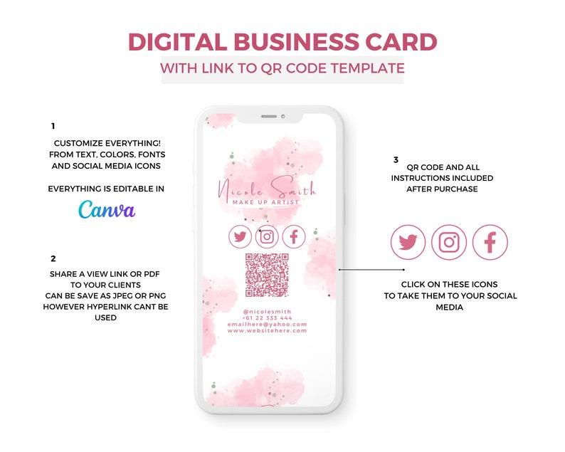 Digital Business Card With QR Code, Business Card, Interactive Business ...