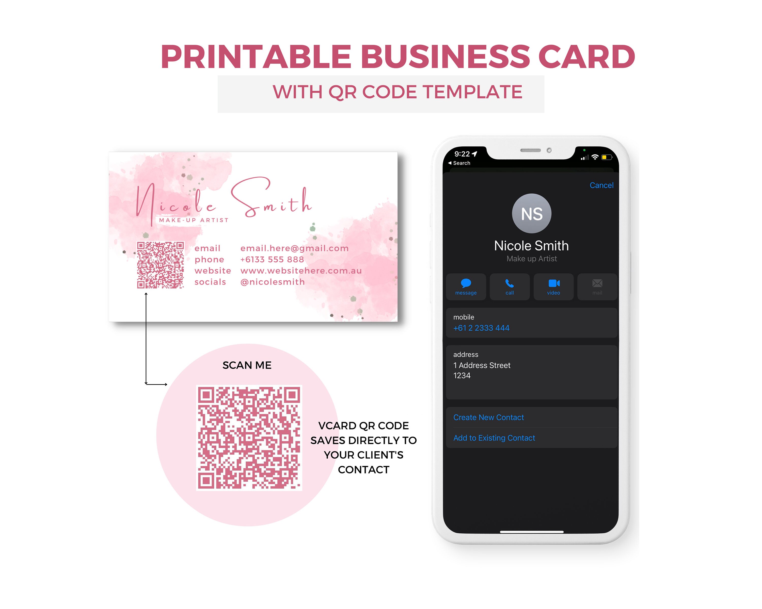 Digital Business Card With QR Code, Business Card, Interactive Business ...