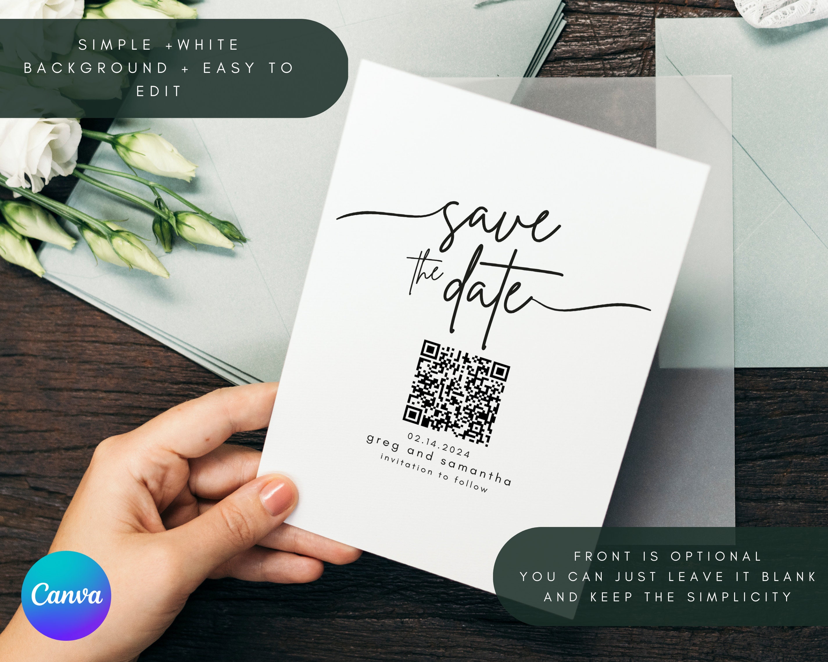 Save the Date Template With QR CODE, Save the Day Invites, Save Our ...