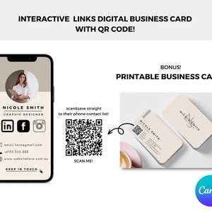 Digital Business Card With QR Code, Business Card, Interactive Business ...