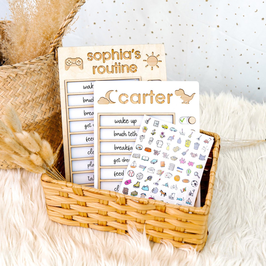 Personalized Wooden Daily Routine Chart, Kids Chore Chart, Custom to Do ...