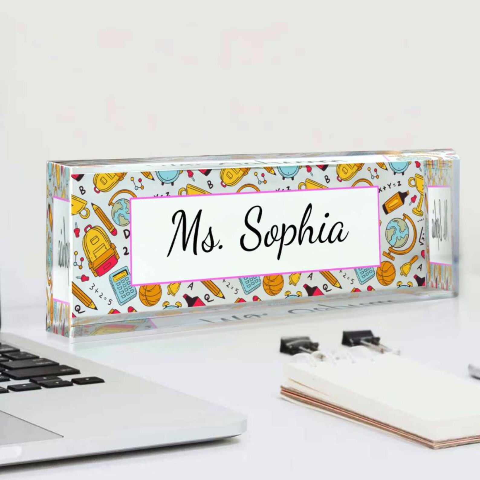 Personalized Desk Name Plate for Teacher, Teacher Sign, Acrylic Name ...